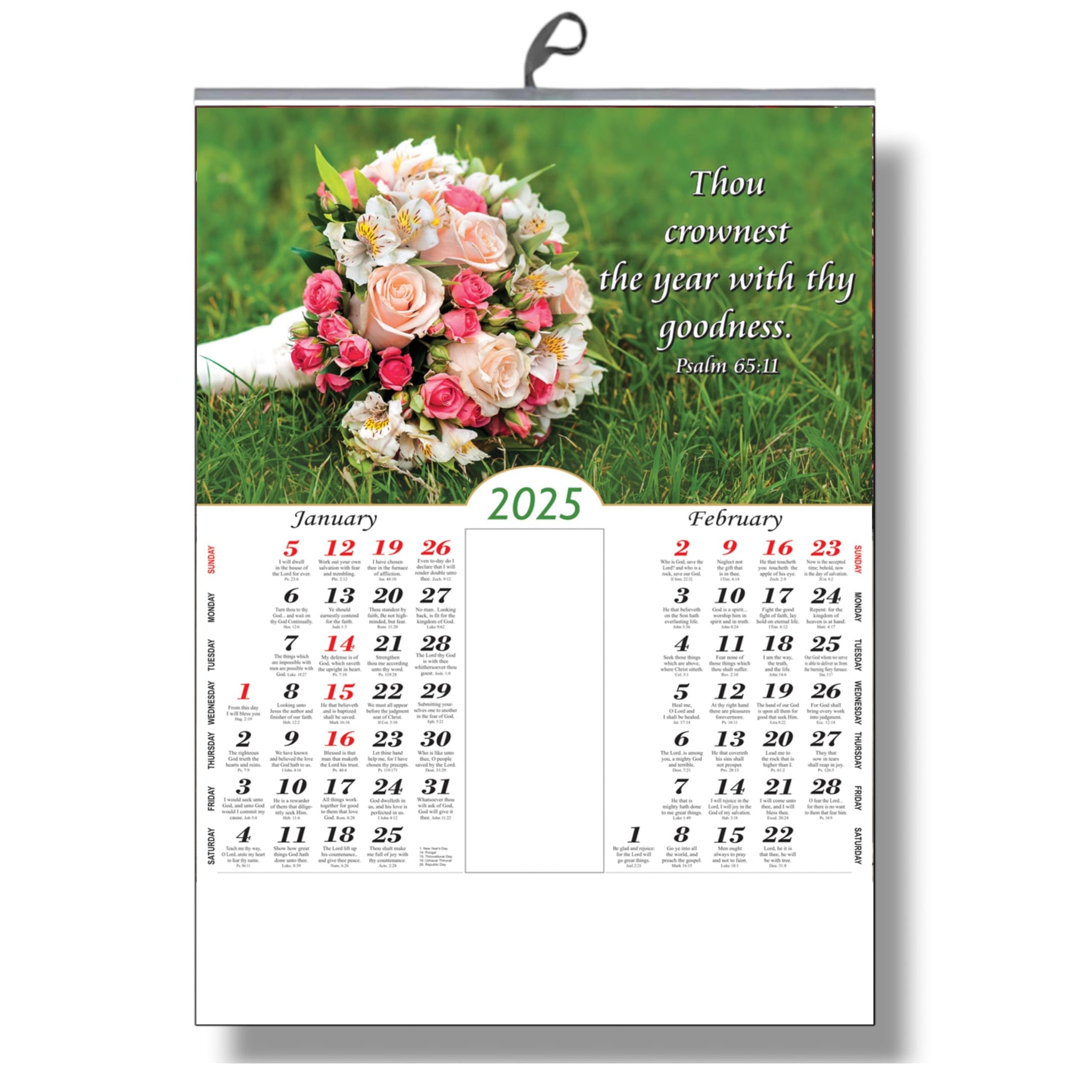 2025 English Big Size Bible Verse Wall Calendar – Stunning Sceneries w ...