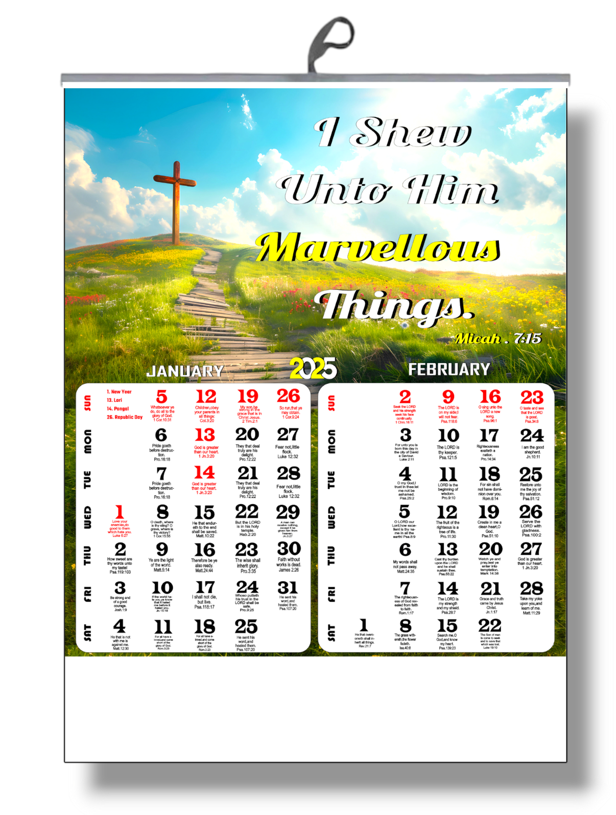 TCG 2025 English Bible Verse Wall Calendar – THE CHRISTIAN GALLERY